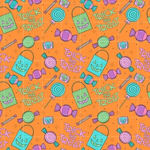 Halloween Trick or Treat Candy Seamless Pattern Digital Paper | Spooky ...