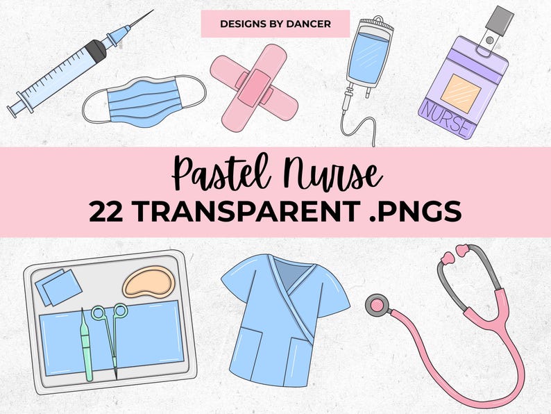 Pastel Nurse Clipart Bundle | Cute Medical PNG | Nurse Aesthetic ...
