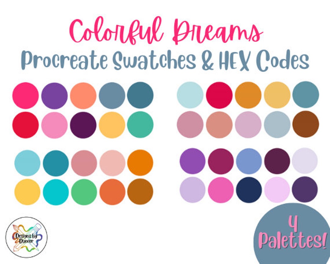 Colorful Dreams Color Palettes for Procreate 30 Swatches - Etsy