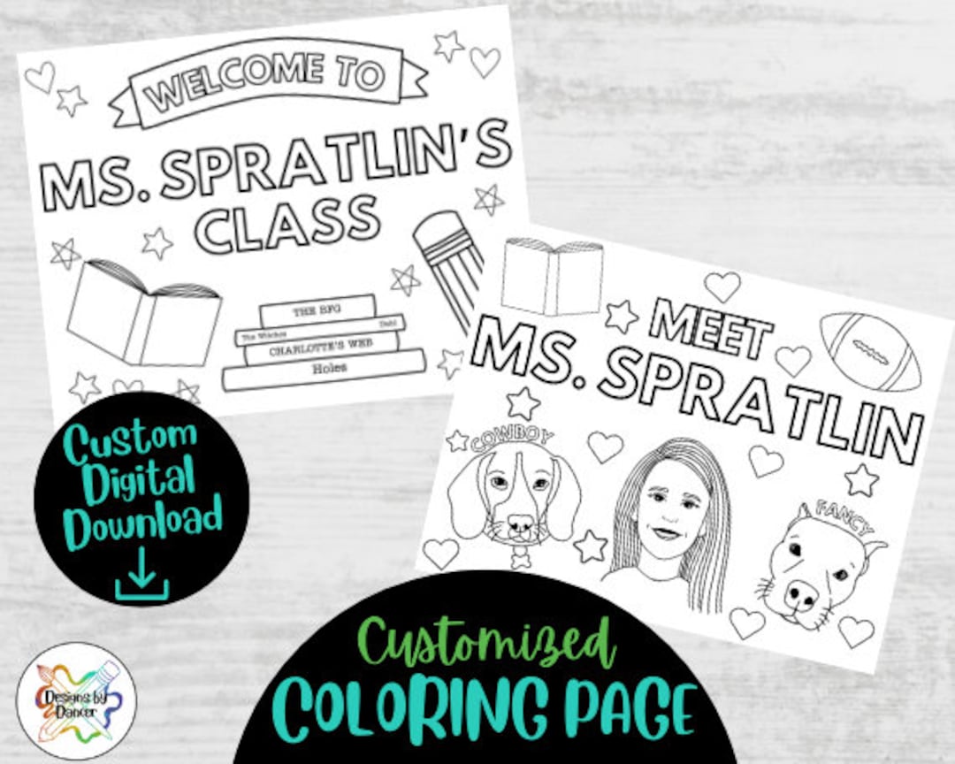Custom Teacher Coloring Page: Hand-drawn Portrait (digital Download) - Etsy