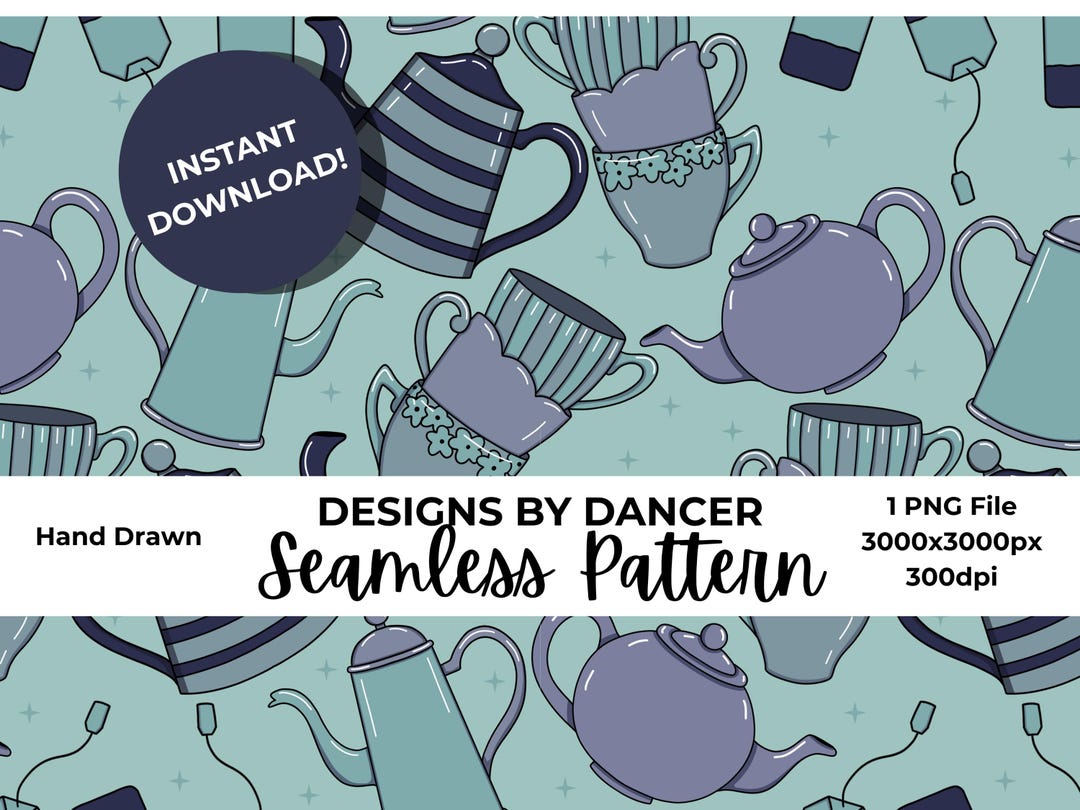 Teacups and Teapots Seamless Pattern | Tea Party Digital Paper ...
