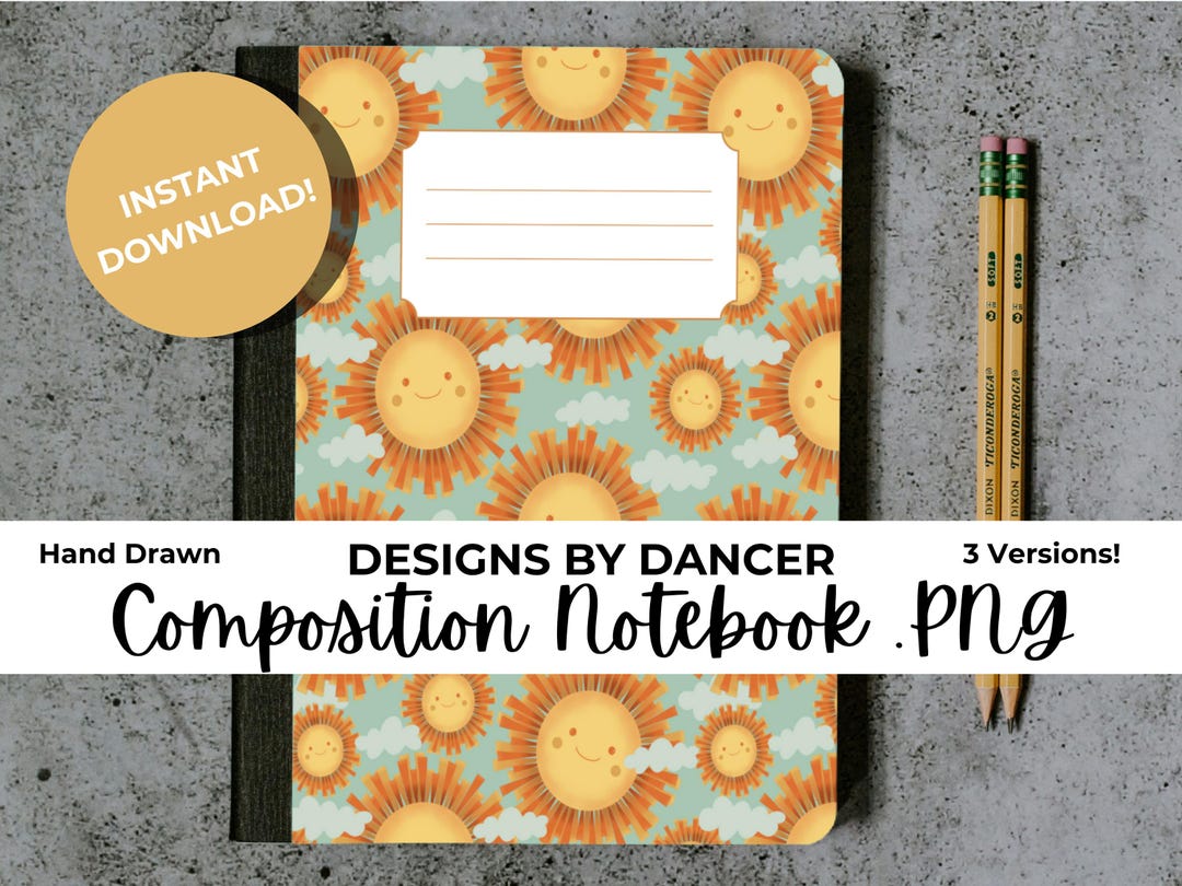 Composition Notebook Cover PNG Printable Custom • Digital Notebook ...
