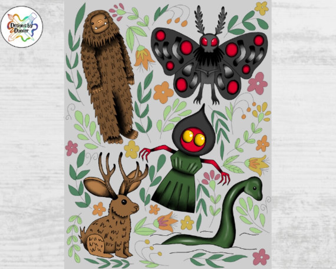 Cryptid Coloring Page Instant Download (printable, for Digital Coloring ...