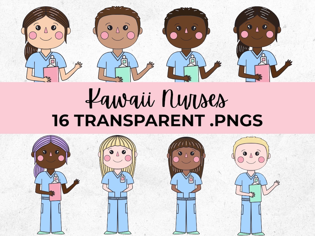 Pastel Kawaii Nurse Clipart Diverse Medical PNG | Inclusive Nurse ...