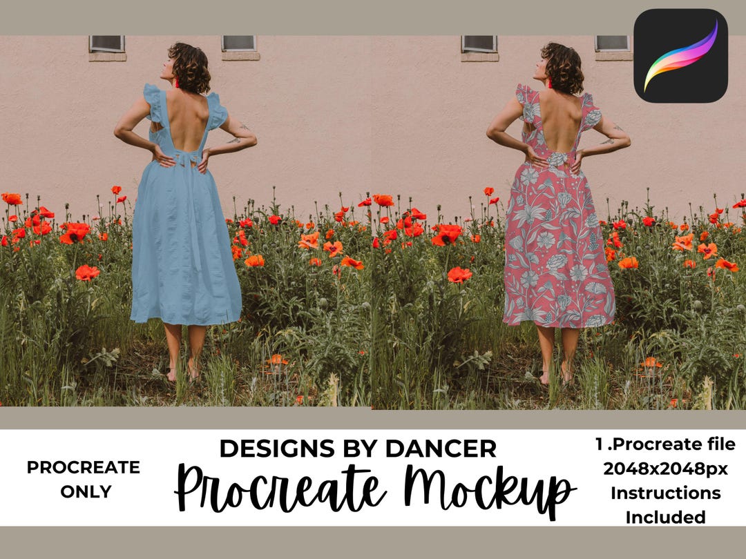 Women's Dress Mockup for Procreate • .procreate File for Showcasing ...