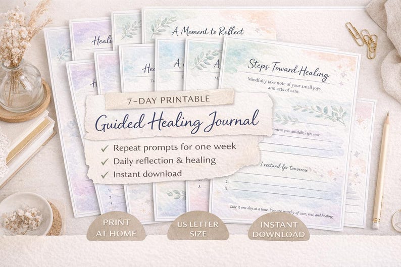 7-day Guided Healing Journal Printable | Weekly Reflection Pages ...