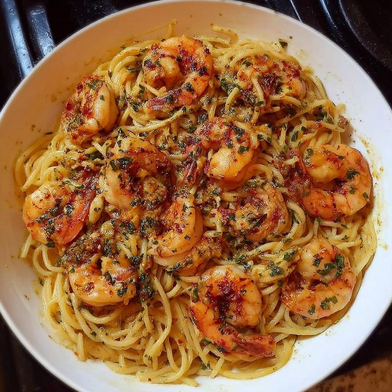 Printable Garlic Shrimp Pasta | Kitchen Card PDF | Digital Download - Etsy