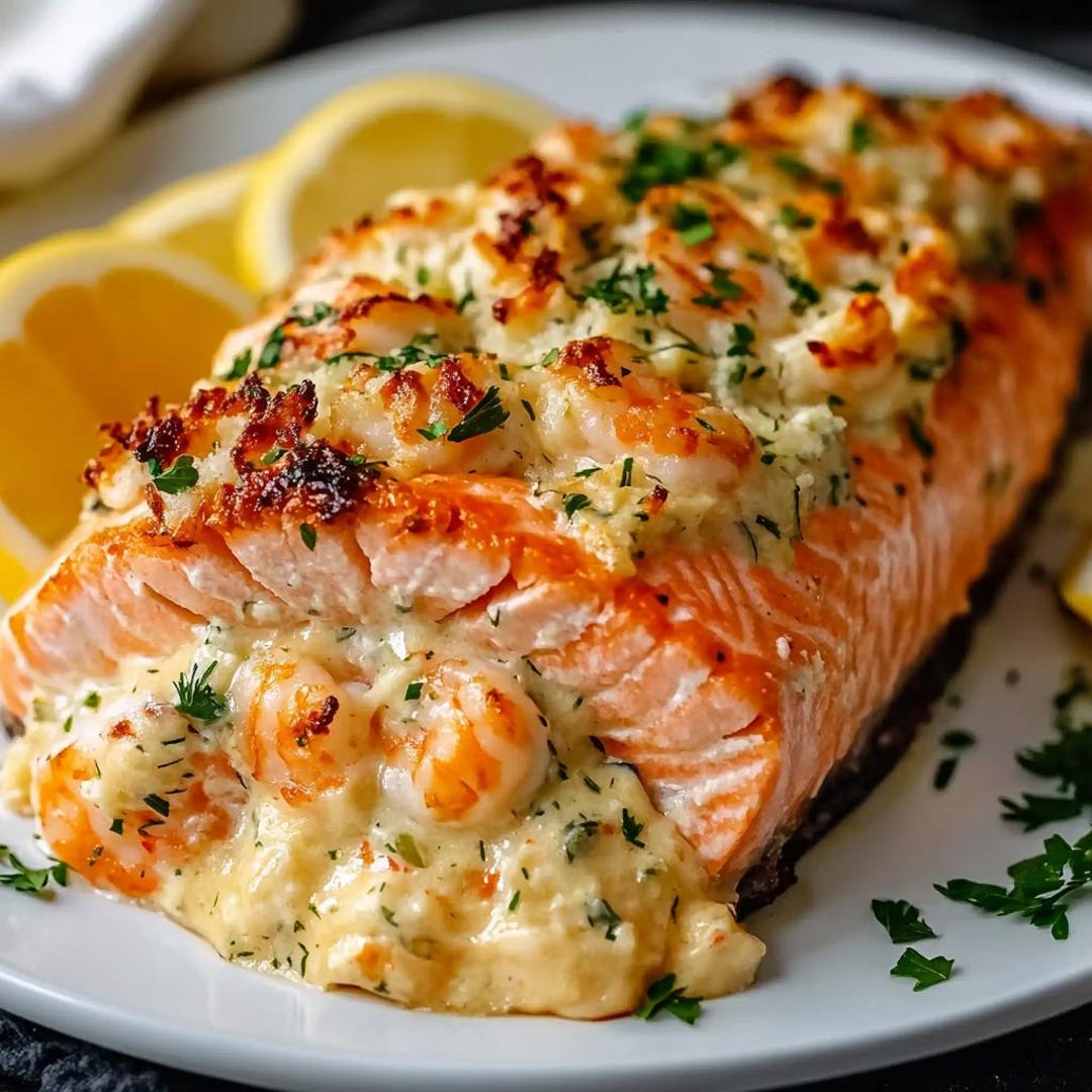 Crab Shrimp Stuffed Salmon | Printable Kitchen Card Template | Digital ...
