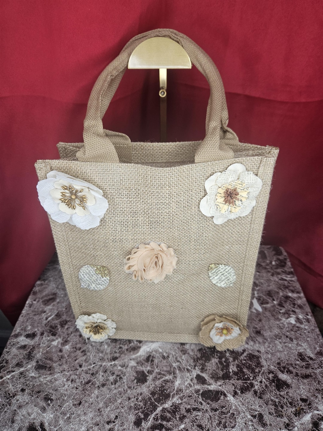 Small Burlap Tote Bag: Embellished Reusable Gift Bag - Etsy