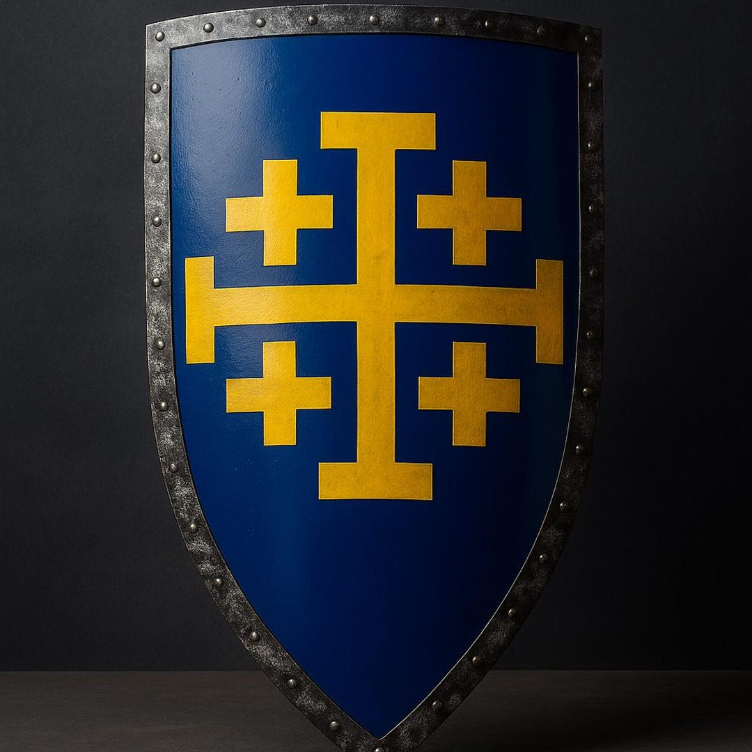 Crusader Jerusalem Cross Shield – Handcrafted Medieval Knight Shield ...
