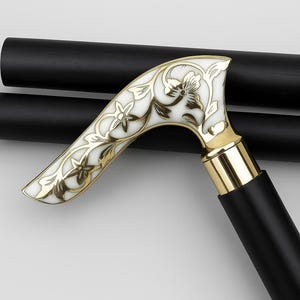 Luxury Black Walking Cane: Ornate Gold Floral Handle, Gentleman's Stick ...