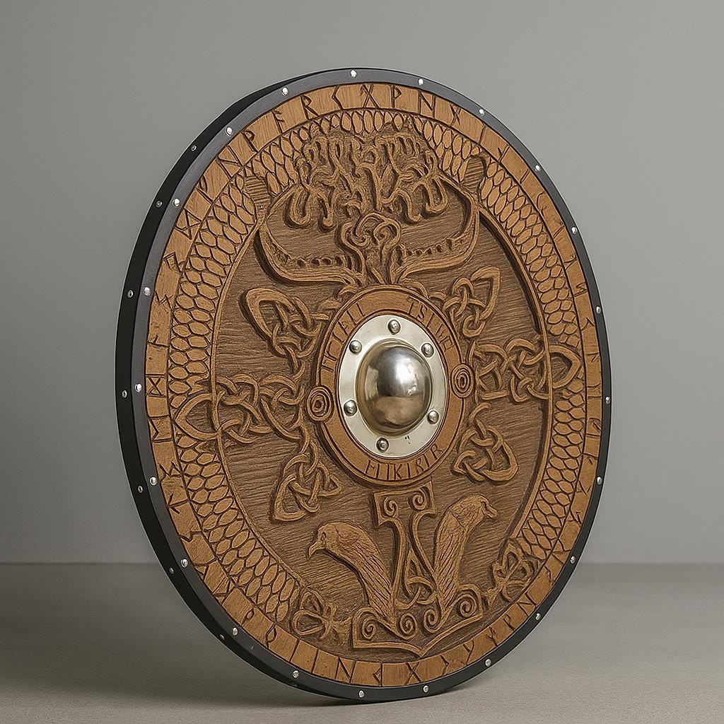 Engraved Viking Shield: Norse Mythology Wooden Wall Art, 24 Inch - Etsy