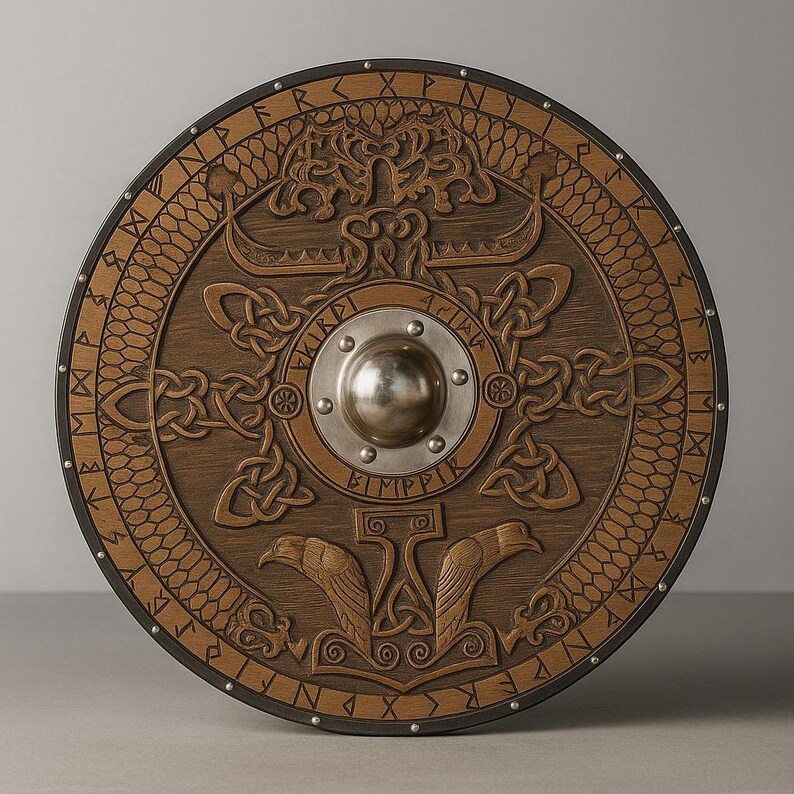 Engraved Viking Shield: Norse Mythology Wooden Wall Art, 24 Inch - Etsy