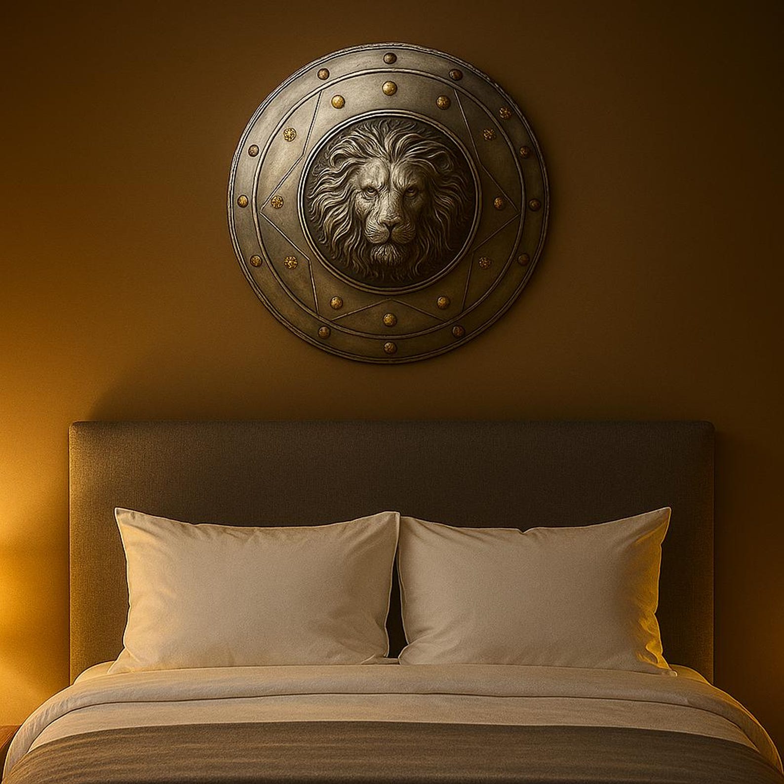 Lion Crest Metal Shield - Medieval Warrior Decor, 24-inch - Etsy