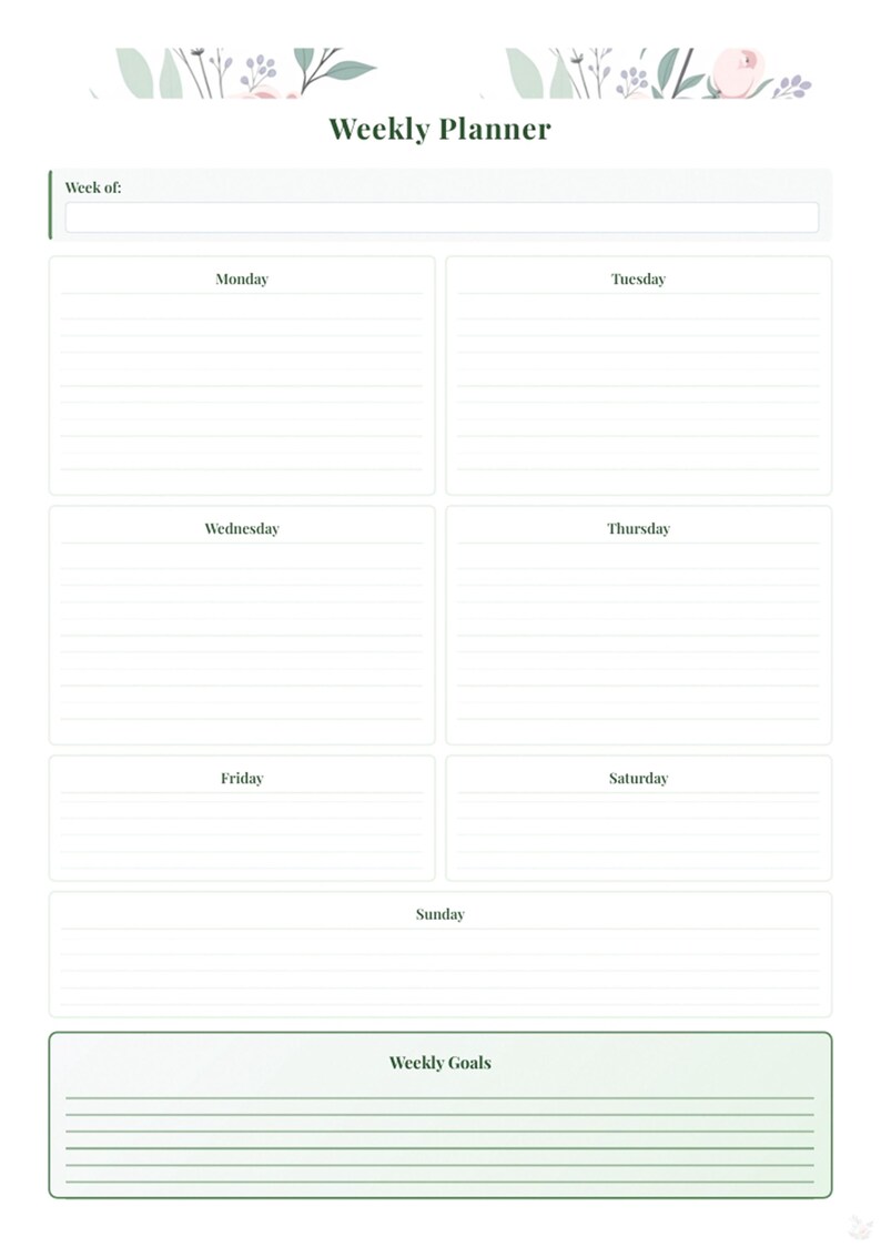 Minimalist Weekly Planner Printable | Black and White Weekly Schedule ...