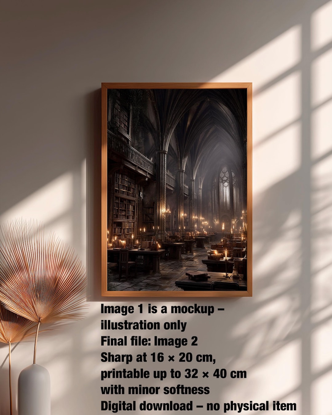 Gothic Library Print: Candlelit Books, Dark Academia Decor (digital ...