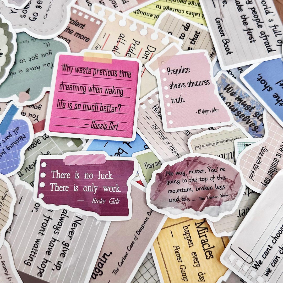 Pack of 50 Famous Movie Text Stickers,inspirational Quote Stickers ...