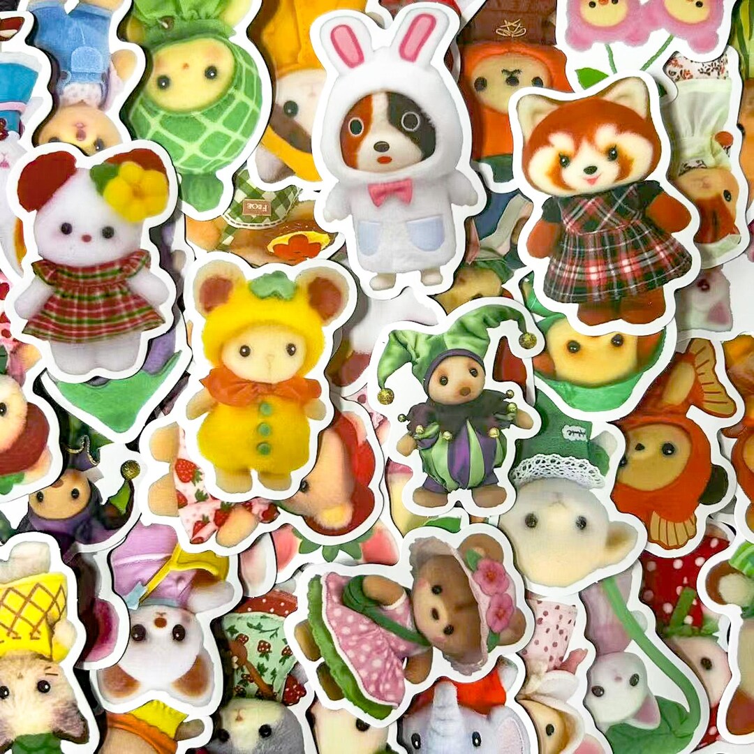 Pack of 50 Plush Toy Stickers, Cute Animal Stickers, Doll Character ...