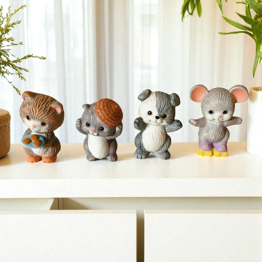 Vintage Avon Animal Figurine Set – Puppy, Kitten, Mouse & Squirrel ...