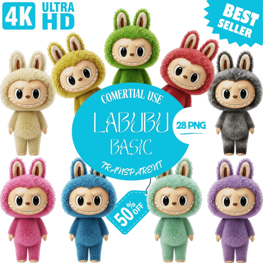 Labubu Clipart PNG Bundle – 28 Cute Labubu Characters With Transparent ...