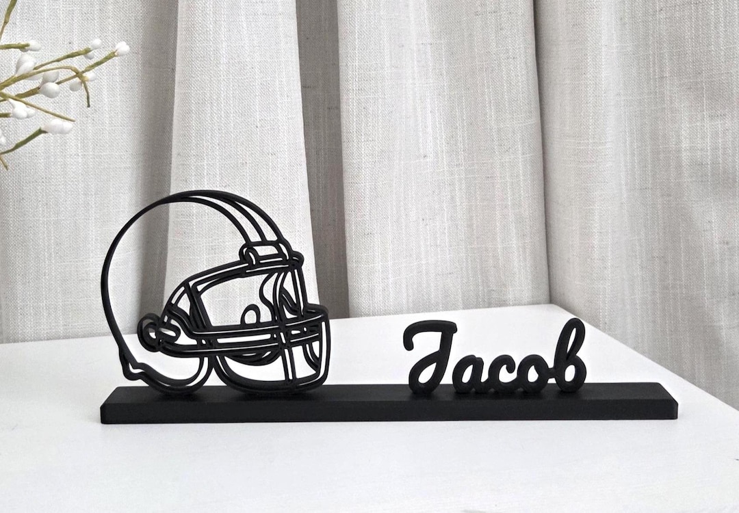 3D Printed Football Helmet Sculpture: Personalized Line Art Decor - Etsy