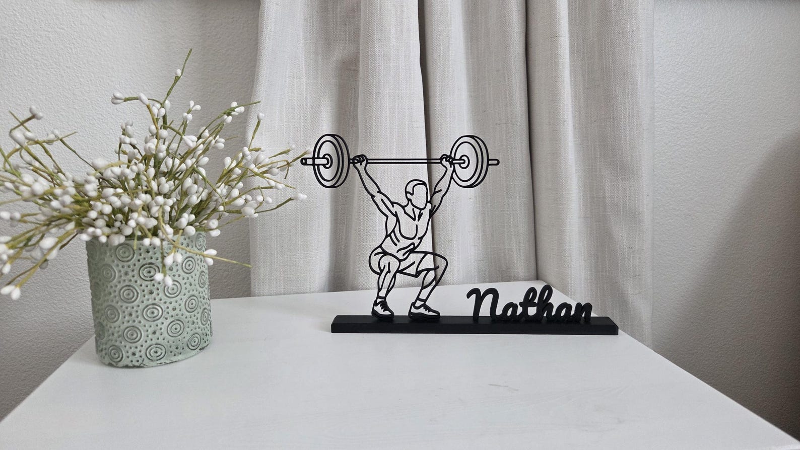 3D Printed Weight Lifter Sculpture: Personalized Line Art Gym Decor - Etsy
