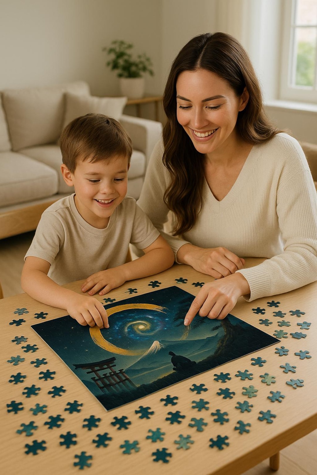 Zen Cosmic Japan Puzzle | Mount Fuji, Torii & Golden Enso | Meditation ...
