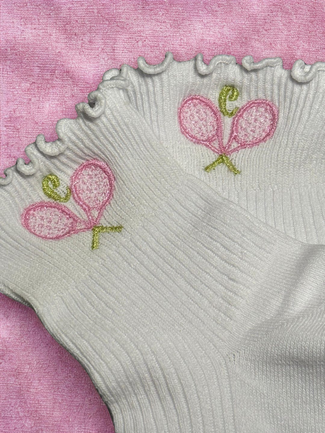 Personalized Tennis Ruffle Socks: Embroidered Tennis Racket & Monogram ...