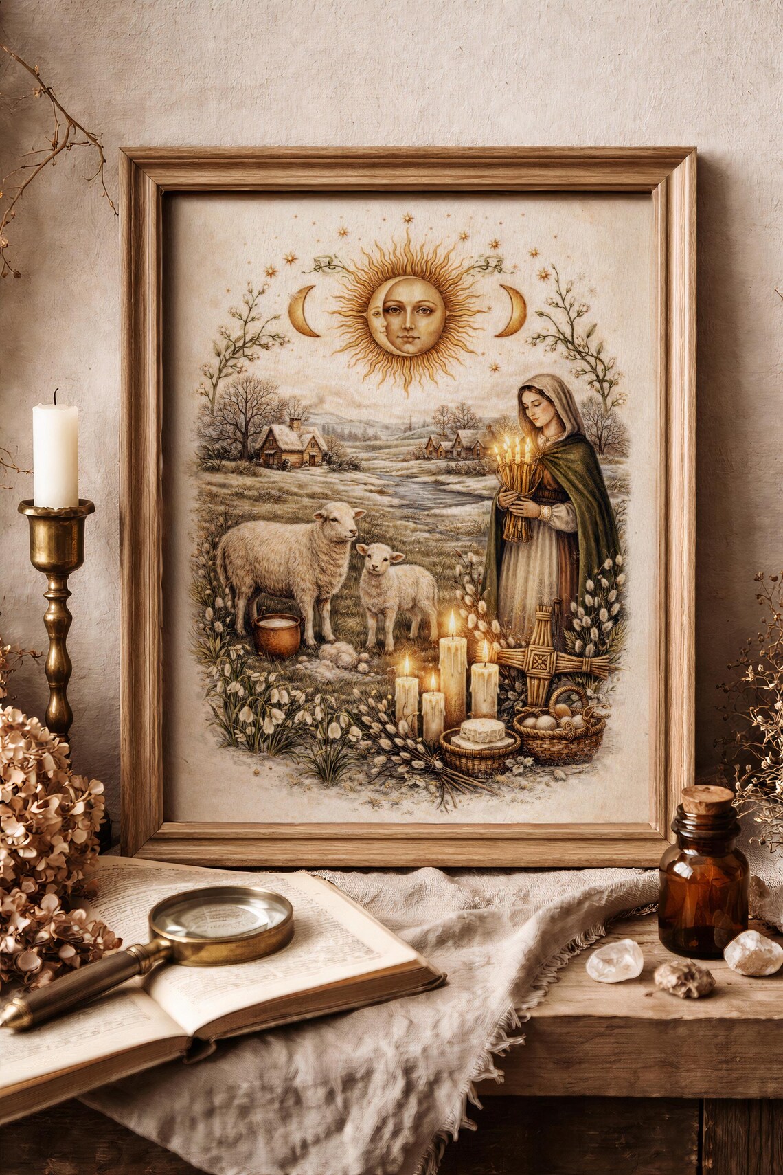 Imbolc Wall Art – St Brigid’s Cross Pagan Print, Yule Ostara Easter ...