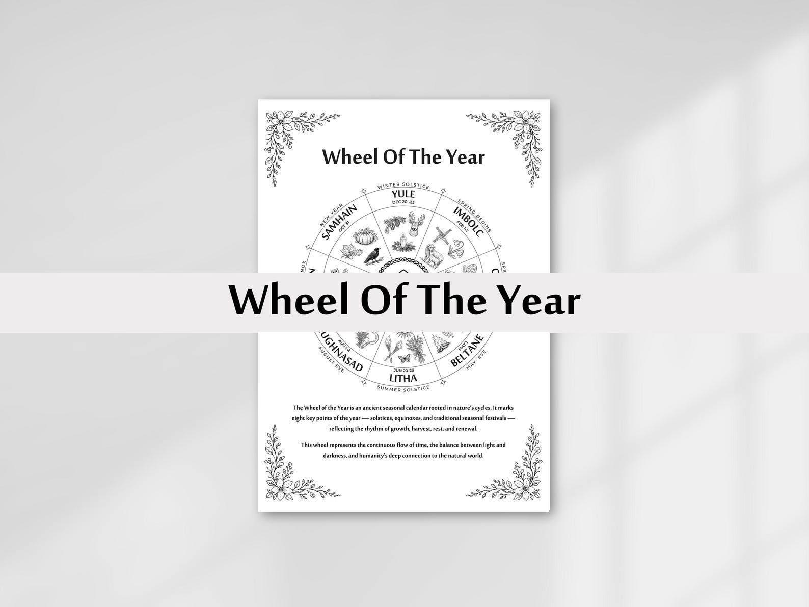 Wheel of the Year 2026 Printable | Pagan Calendar | Witchy Seasonal ...