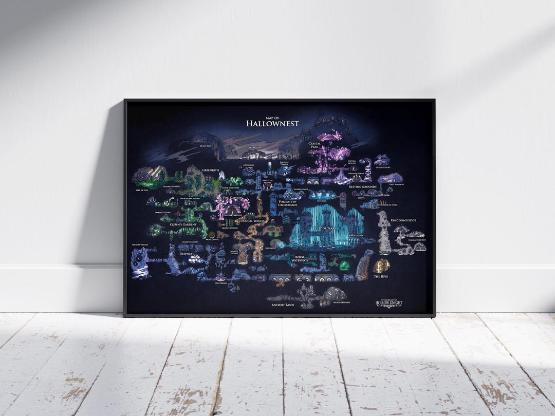 Pôster do Mapa de Hollow Knight | Arte de Parede Hallownest | Impressão ...