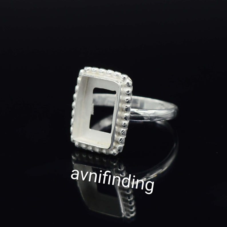 Sterling Silver Rectangle Bezel Ring: DIY Cabochon Setting, Handmade - Etsy