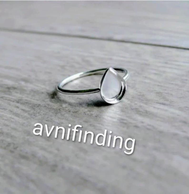 Sterling Silver Tear Drop Ring Blank, DIY Cabochon Setting (6x4mm ...