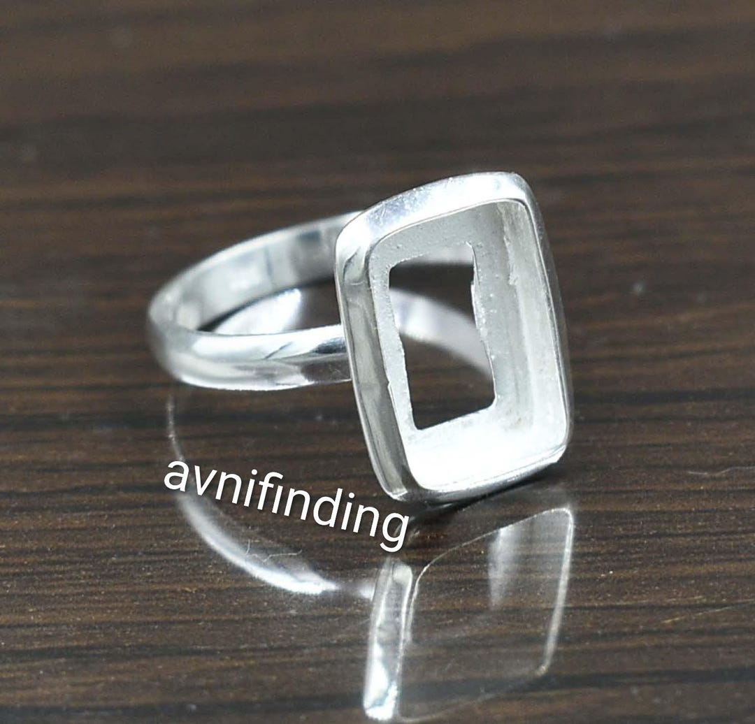 Sterling Silver Rectangle Bezel Ring Blank: DIY Cabochon Setting - Etsy