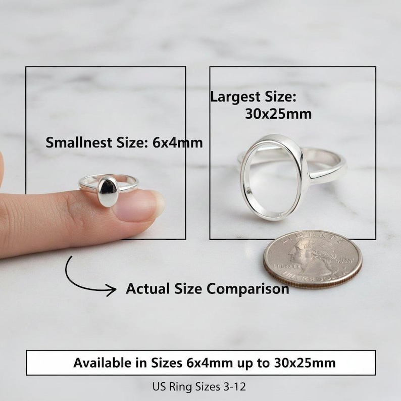 Sterling Silver Rectangle Bezel Ring, Split Shank DIY Jewelry Setting ...