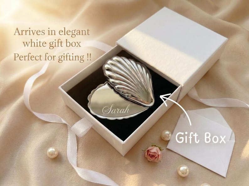 Personalized Seashell Compact Mirror - Custom Scallop Shell Mirror ...