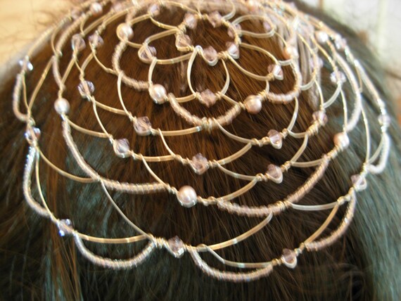 Woman's Pastel Bead & Wire Kippah Flower Pattern With - Etsy