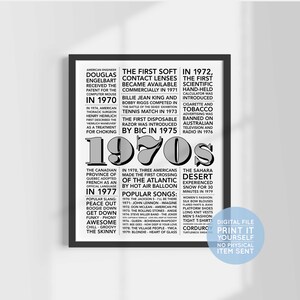1970s in Review | Back to the 70s Printable | 70s Decade Party ...