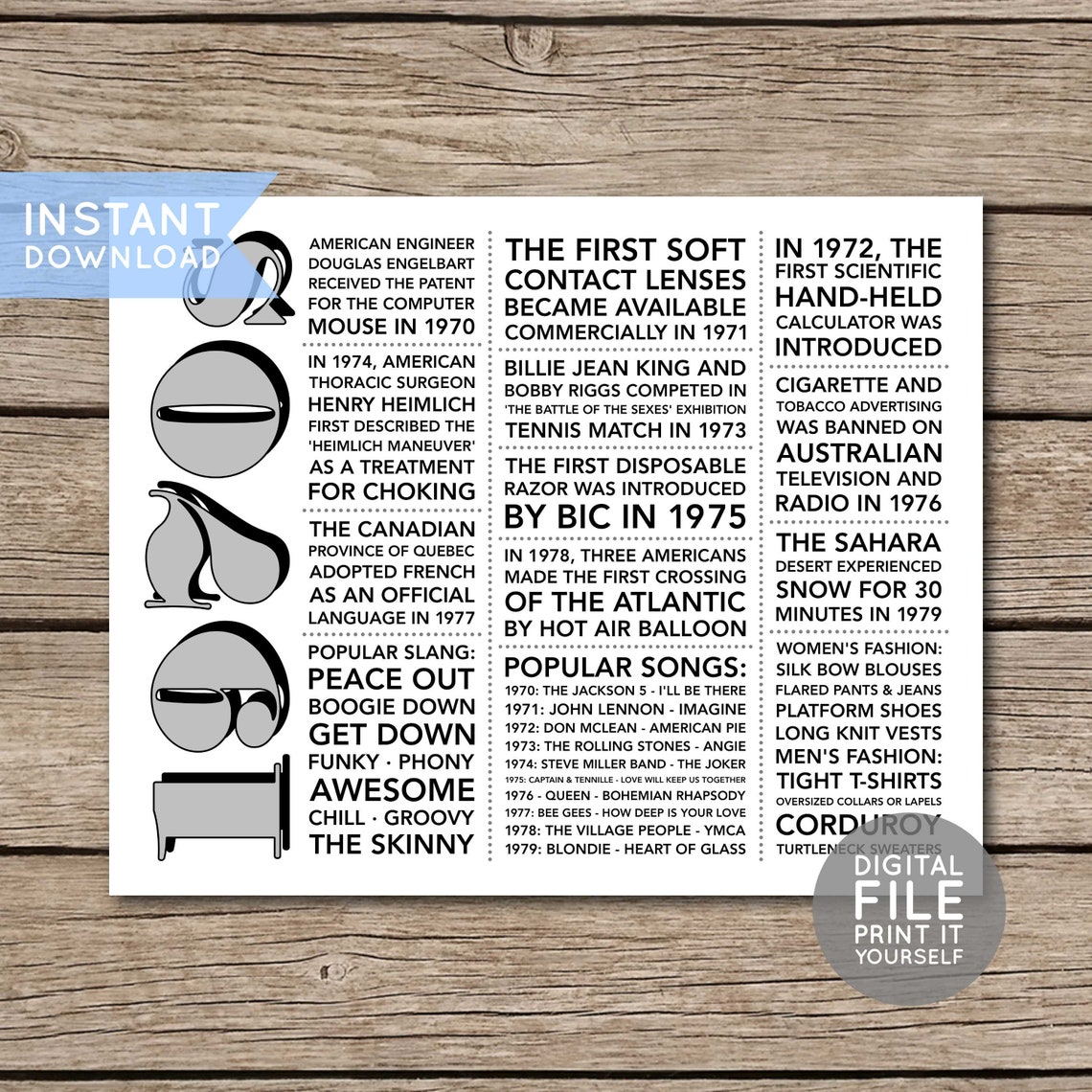 1970s to 2020s | 50 Years Decades in Review | Birthday Party Decor ...