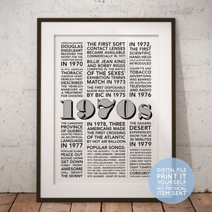 1970s in Review Back to the 70s Printable 70s Decade Party Decoration ...