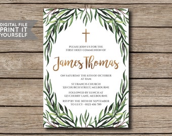 Baptism First Communion Confirmation Invitation PRINTABLE - Etsy