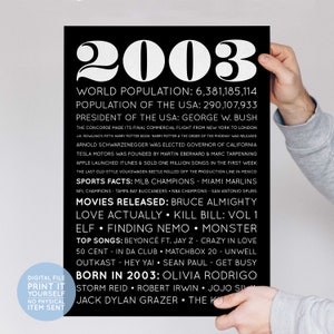 USA 21st Birthday Poster 2003 Poster 2003 Birthday - Etsy