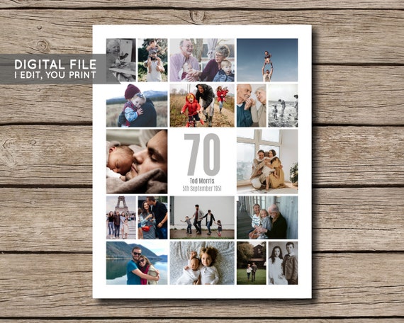 70th Birthday Collage Poster 70th Birthday Gift 70th Photo - Etsy