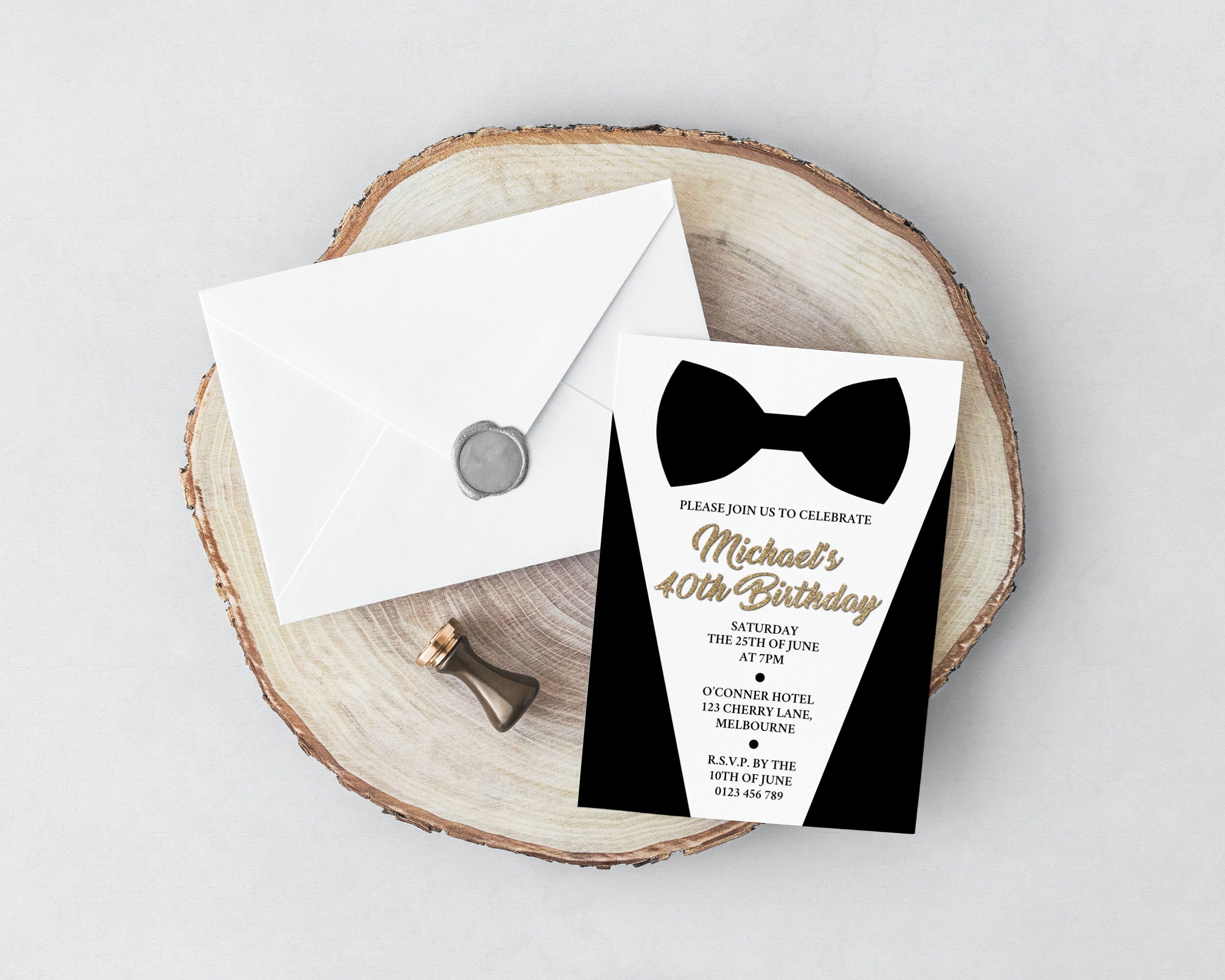 DIY Black Tie Tuxedo Birthday Party Invitation, Invite, 18th, 21st ...