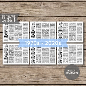 1970s to 2020s | 50 Years Decades in Review | Birthday Party Decor ...