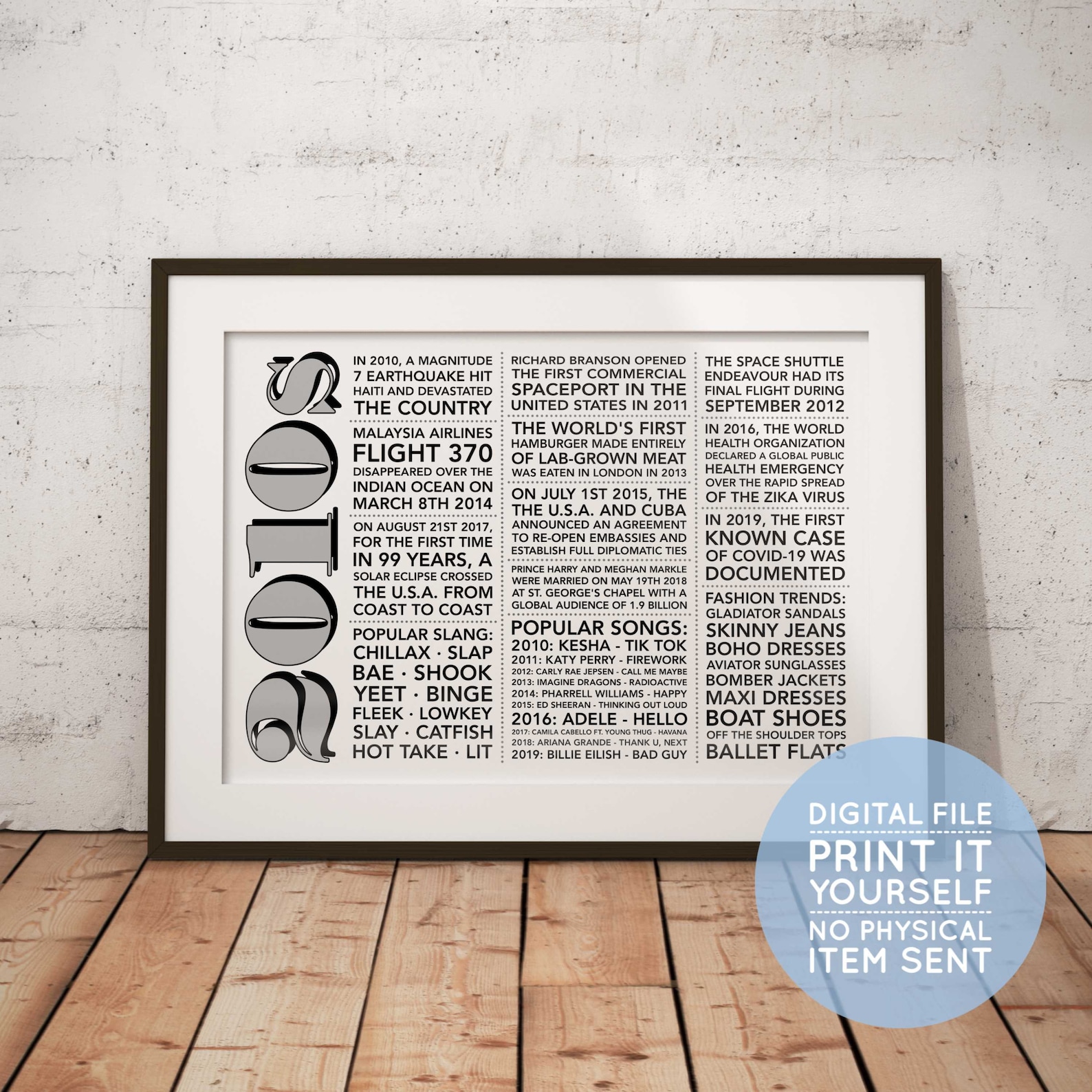 2010s in Review | Back to the 2010s | Printable Birthday Placemat ...