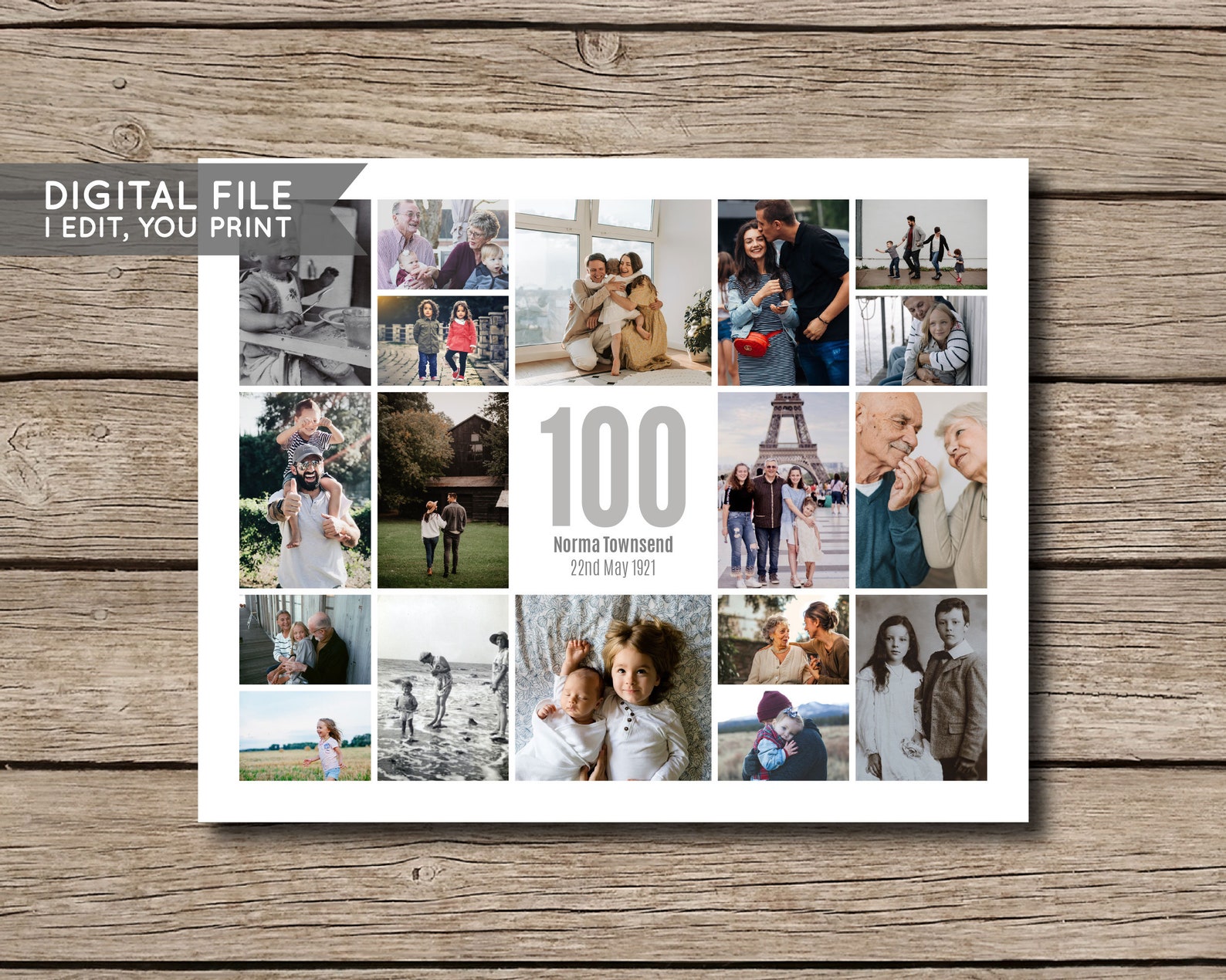 100th Birthday Collage Poster 100th Birthday Gift 100th - Etsy Australia