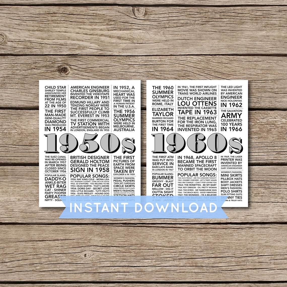 1950s to 2020s | 70 Years Decades in Review | Birthday Party Decor ...