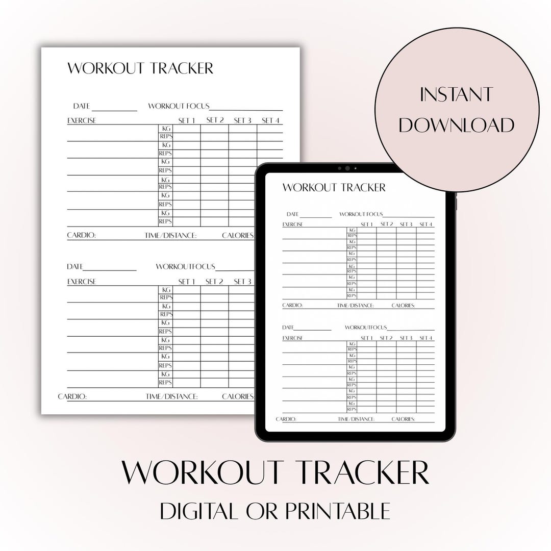 Workout Tracker Printable & Digital Log | Fitness Planner, Exercise ...