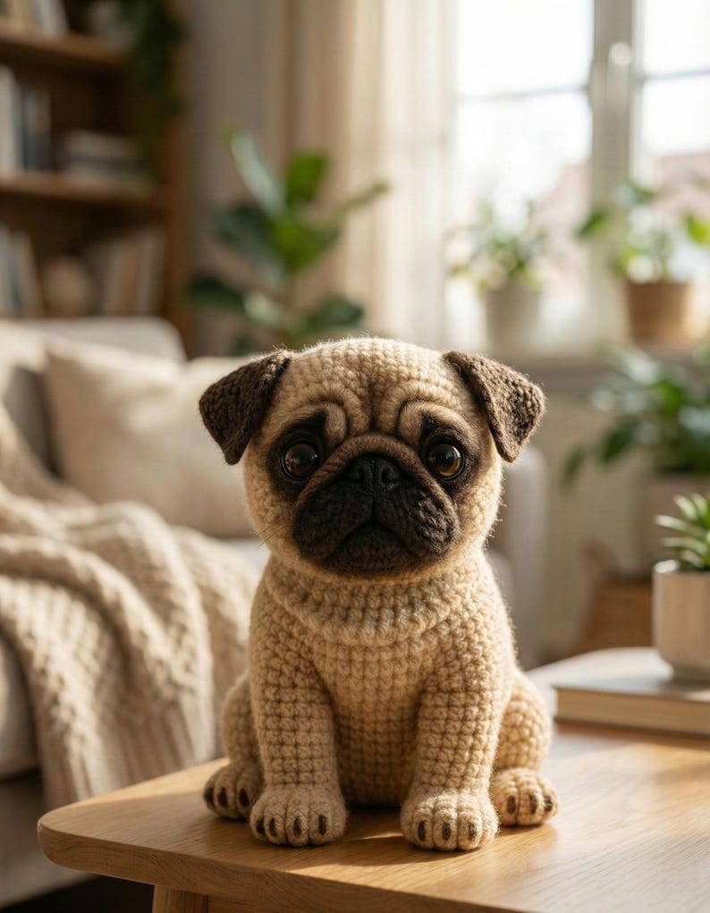 Realistic Pug Amigurumi Crochet Pattern PDF, Lifelike Dog Plush ...